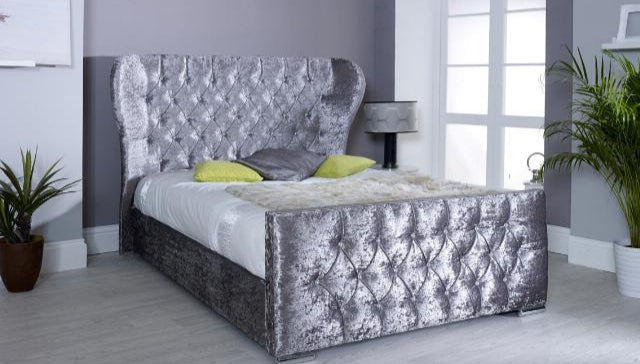 Kintyre Winged Curved Bed Frame | Wingback Upholstered Bed