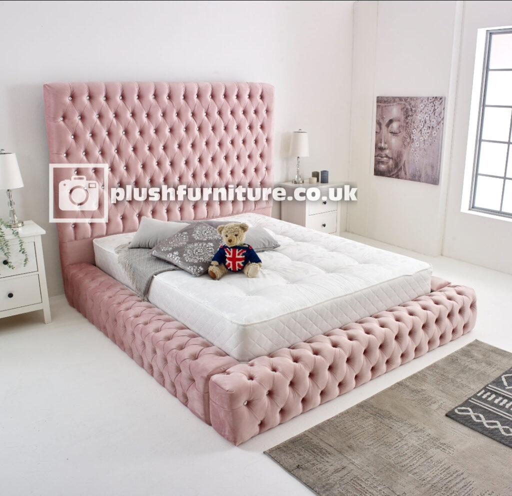 Ambassador Windermere Bed in pink Plush velvet