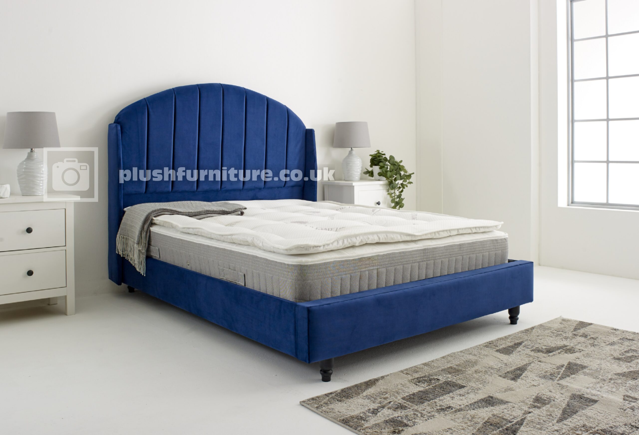 Buy Stella Upholstered Domed Winged Bed frame | Plush Furniture