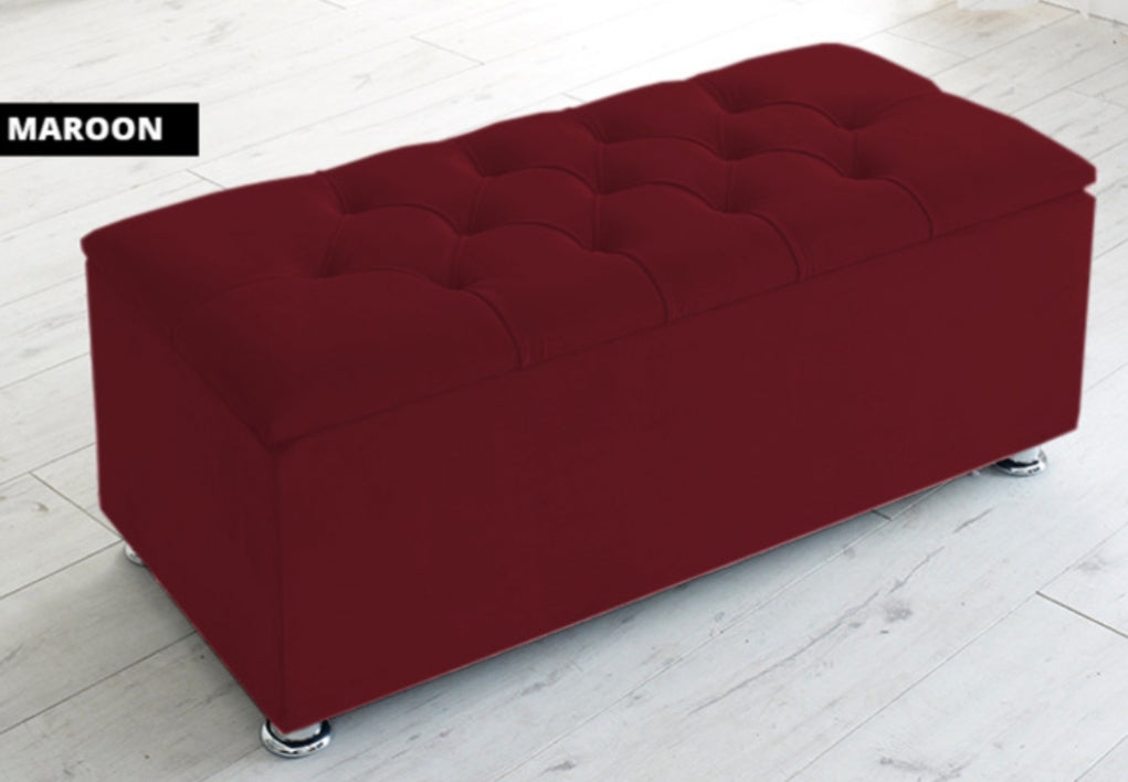 Storage Box | Plush Velvet Chesterfield Ottoman Storage Box