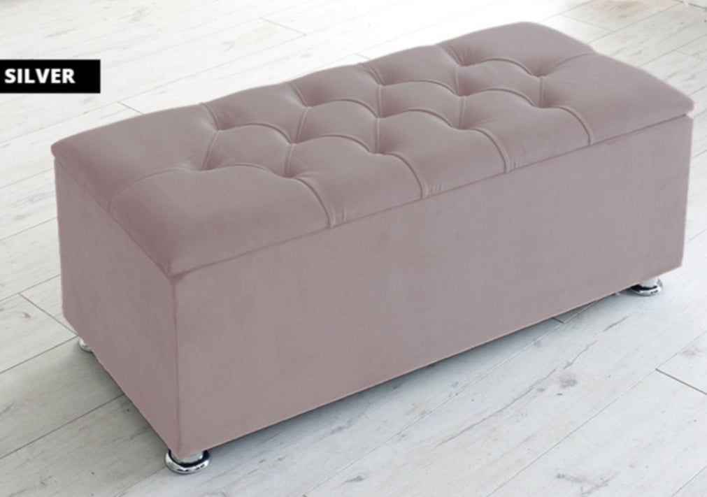 Storage Box | Plush Velvet Chesterfield Ottoman Storage Box