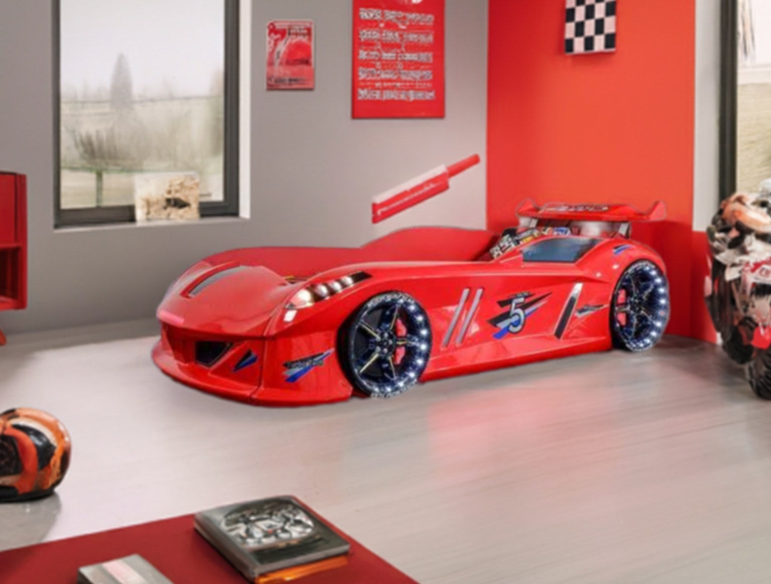 Thunder Race Car Bed - Locally Crafted - Plush Furniture