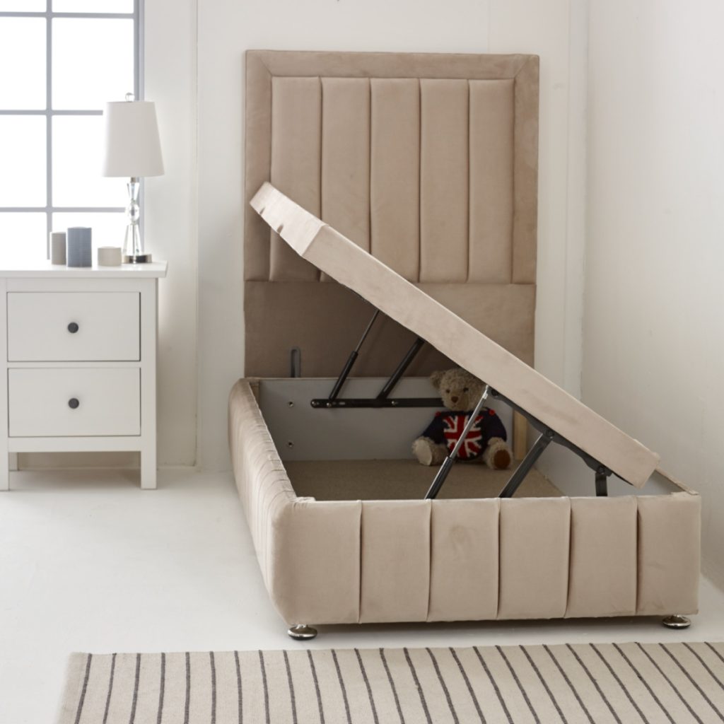 Jasmine Panelled Ottoman Storage Divan Base Bed | Shop Now